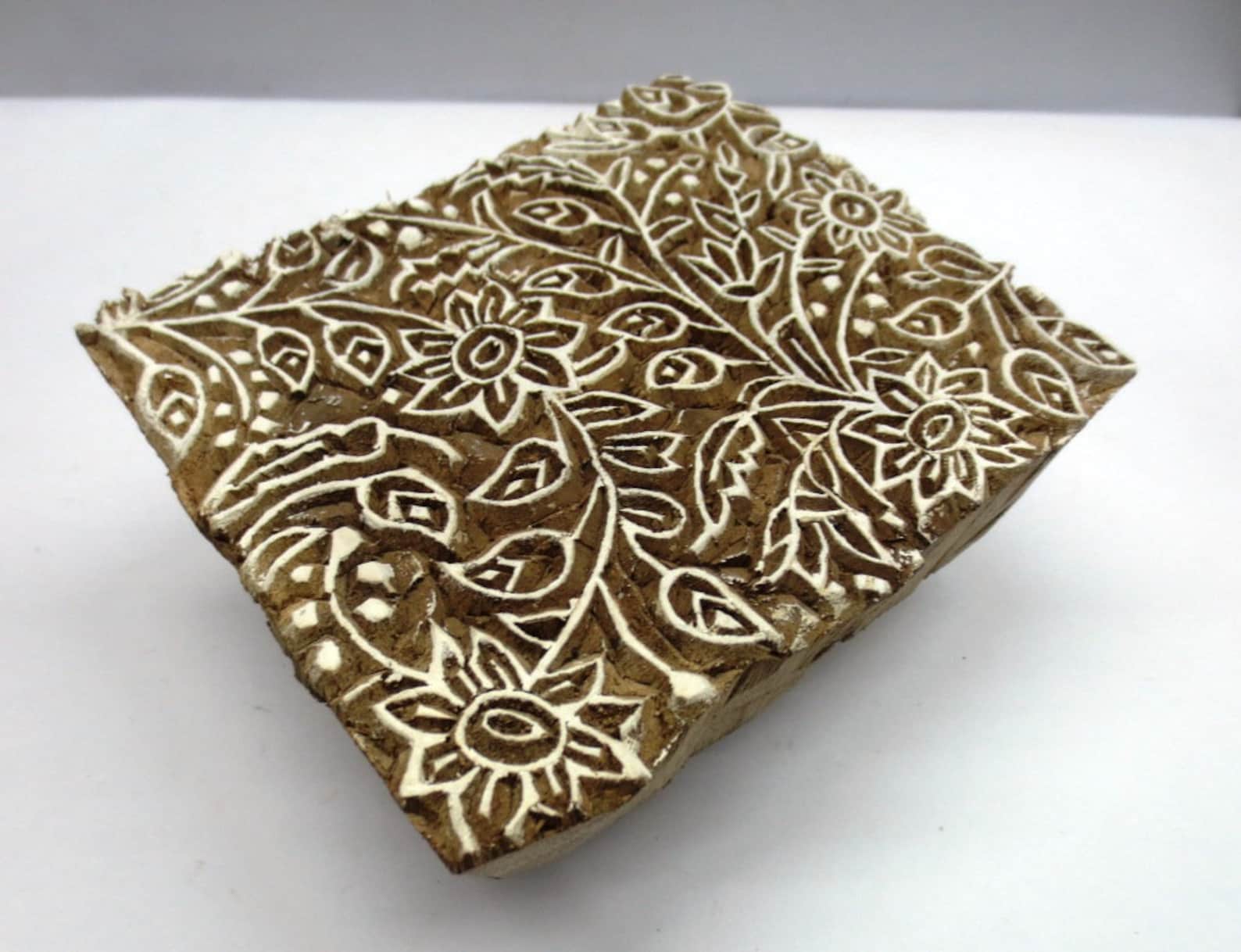 Decorative Blocks Indian Printing Stamps Floral Motif Carving - Etsy
