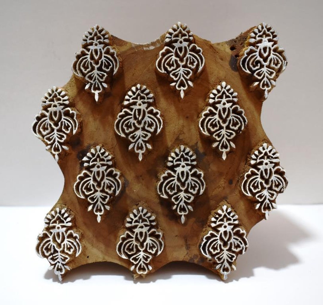 Wooden Stamp Block Indian Design Vintage Craft Wooden Block Hand Curved ...