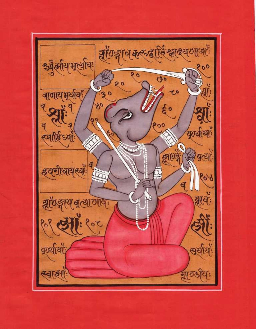 Vintage Indian Rare Hand Written Magic Mantra Calligraphy Hindu ...