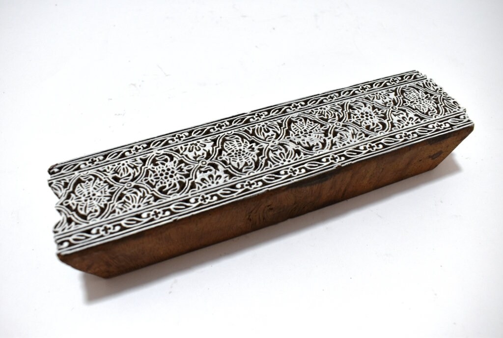 Indian Wooden Hand Block Print Stamp Antique Fine Floral Border - Etsy