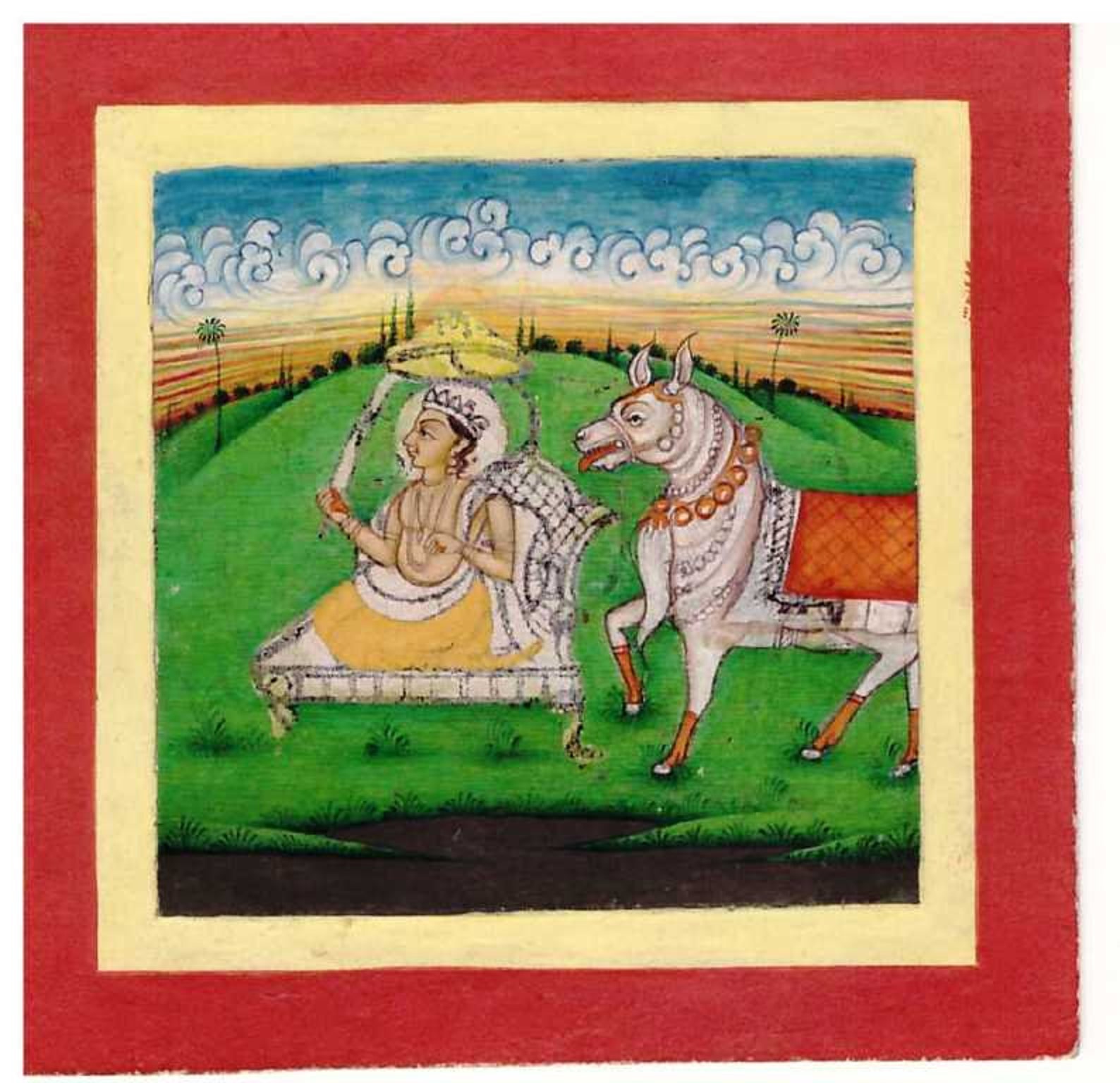 Mythological Indian Miniature Painting Small Sized Lord Vishnu ...