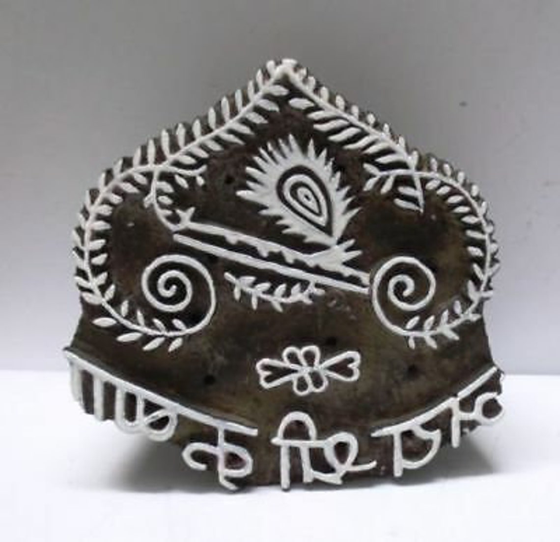 Wooden Carved Textile Fabric Block Stamp Jai Shree Krishna Calligraphy ...