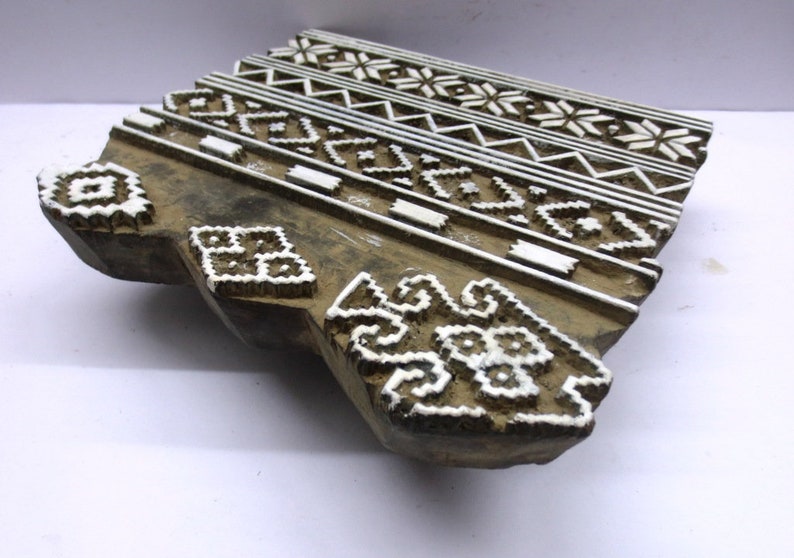 VINTAGE Wooden Hand Carved Textile Printing on Fabric Block / Stamp ...