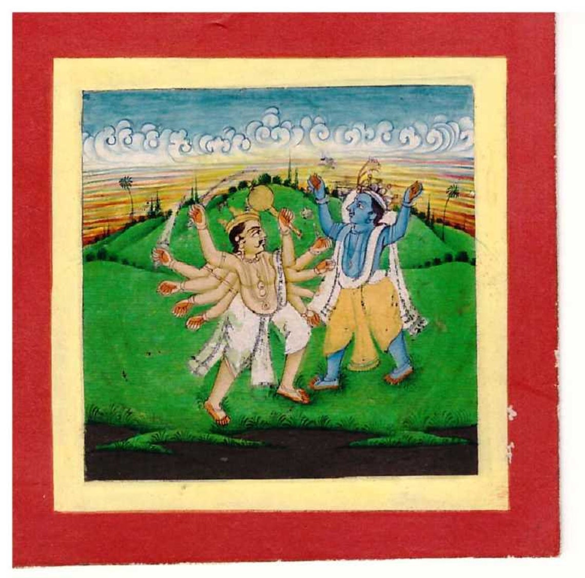 Mythological Indian Miniature Painting Small Sized Lord Vishnu ...