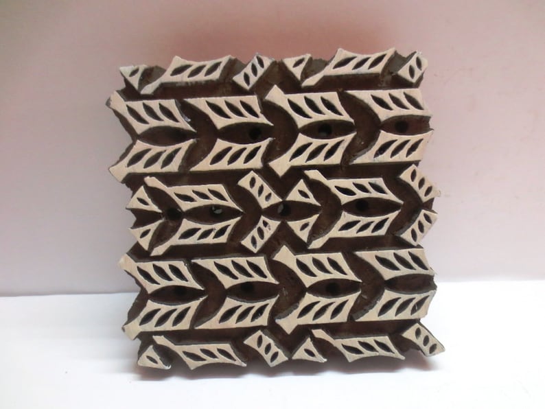 VINTAGE Wooden Hand Carved Textile Printing on Fabric Block / Stamp ...