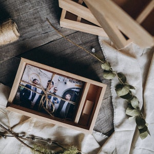 Wood Photo Box for Photo 4x6 & USB Box Holder 4x6 Proof Box USB Stick 3 ...