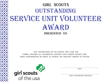 Girl Scout Years of Service Award Certificates - Etsy