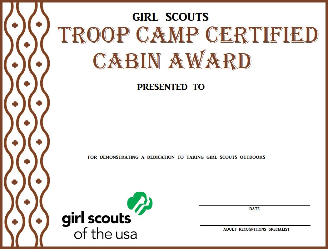 Troop Camp Certified Award Certificates - Etsy