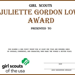 Girl Scout Leader Award Certificates - Etsy