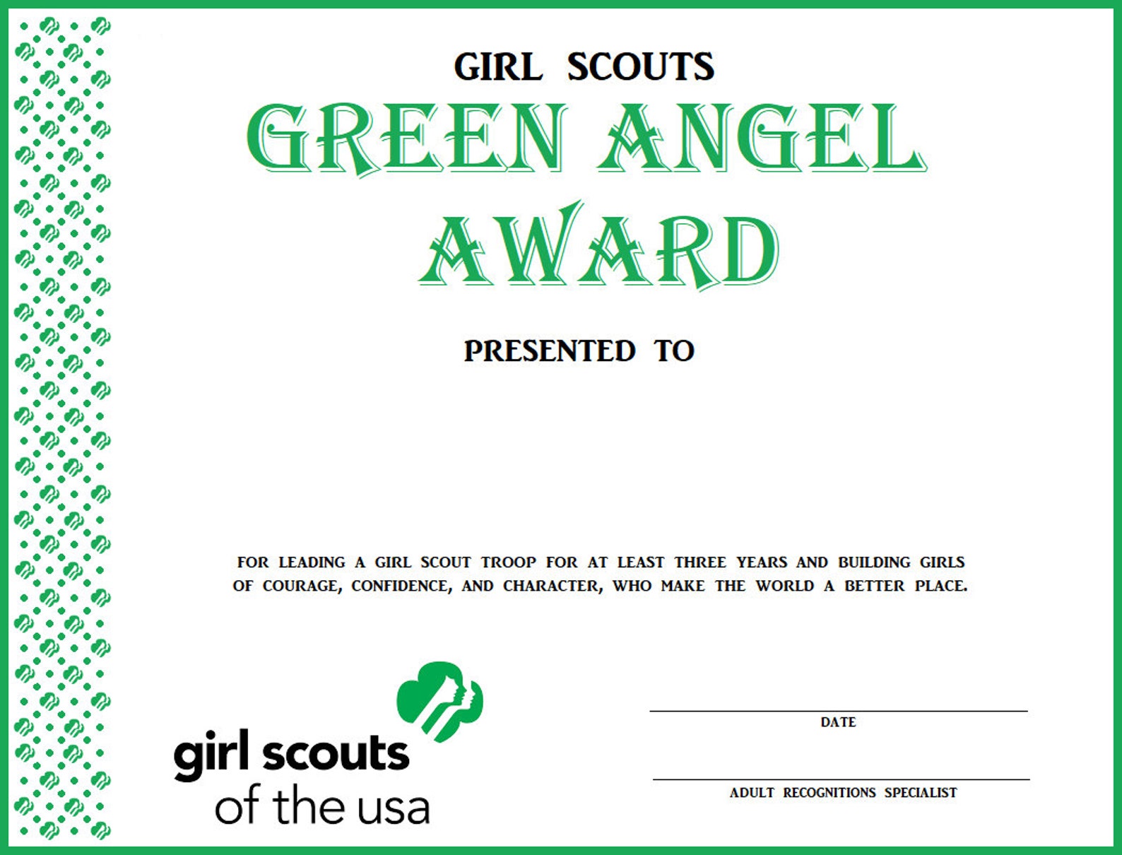 Girl Scout Leader Award Certificates - Etsy
