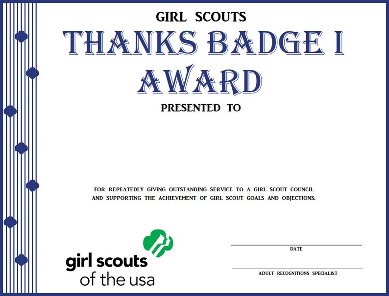 Girl Scout Higher Award Certificates - Etsy