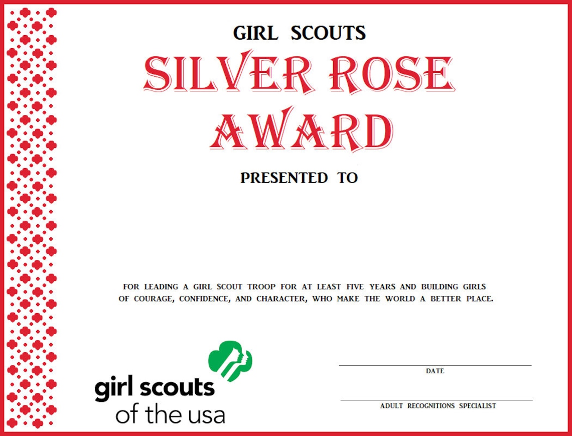 Girl Scout Leader Award Certificates - Etsy