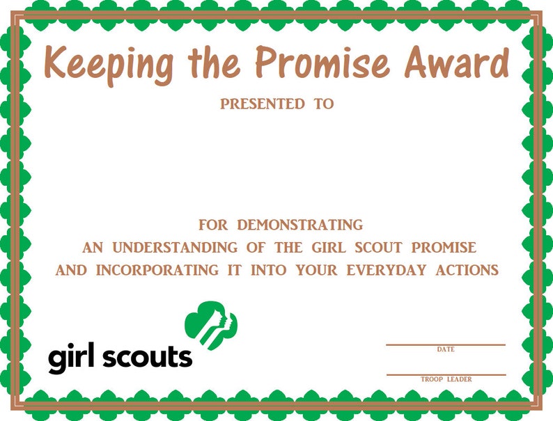 C S A - Girl Scout Law/promise Award Certificates #11-15 - Etsy