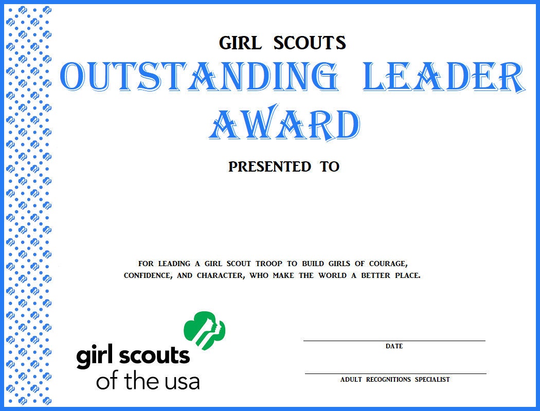 Girl Scout Leader Award Certificates - Etsy