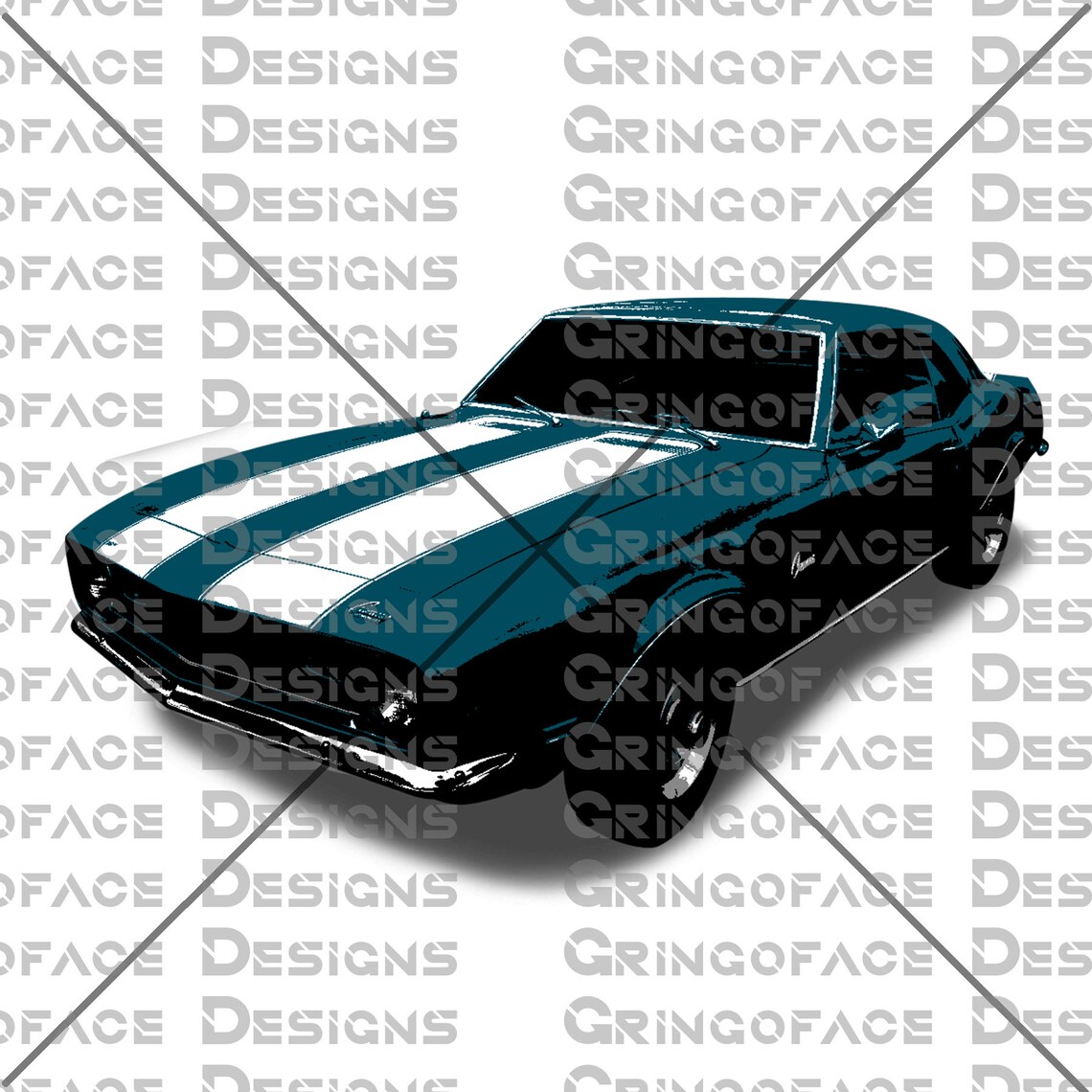 Printable Clip Art Instant Download Classic Camaro Blue Car ...