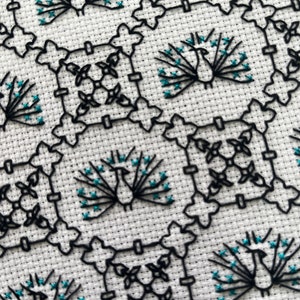Blackwork Embroidery Pattern - Peacocks Garden - Etsy