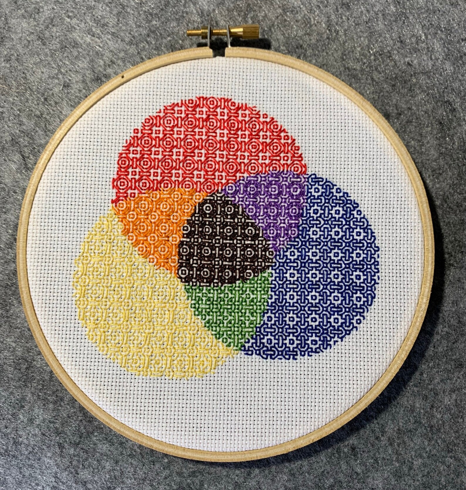 Blackwork Embroidery Triad Colour Wheel Primary Colours - Etsy