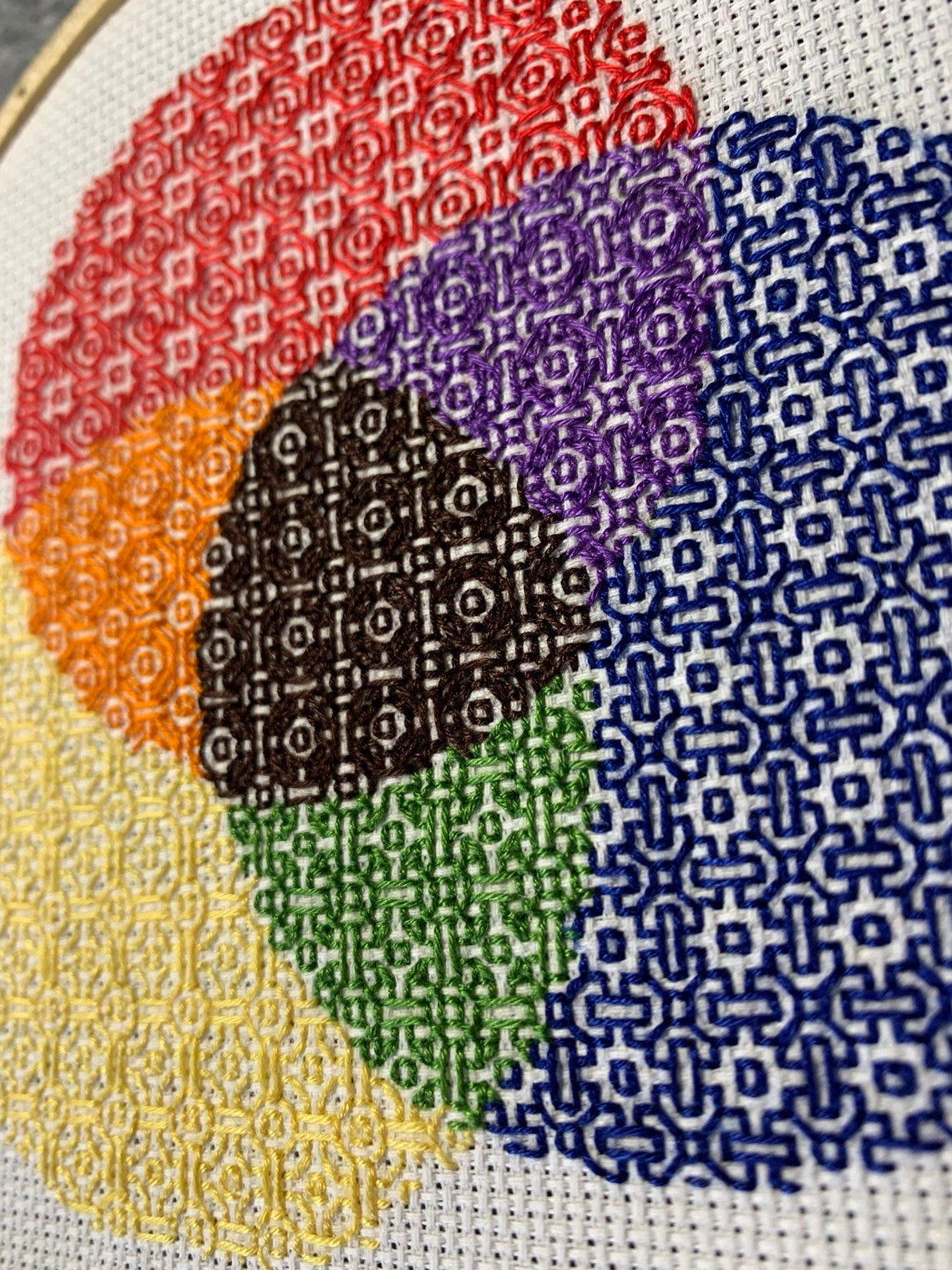 Blackwork Embroidery Triad Colour Wheel Primary Colours - Etsy