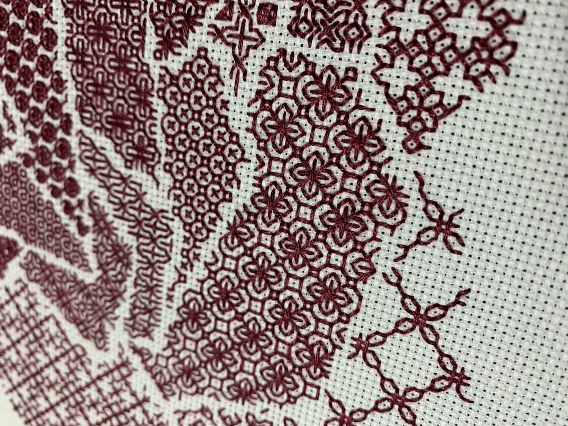 Modern Blackwork Embroidery Rose Pattern - Instant Download - Etsy