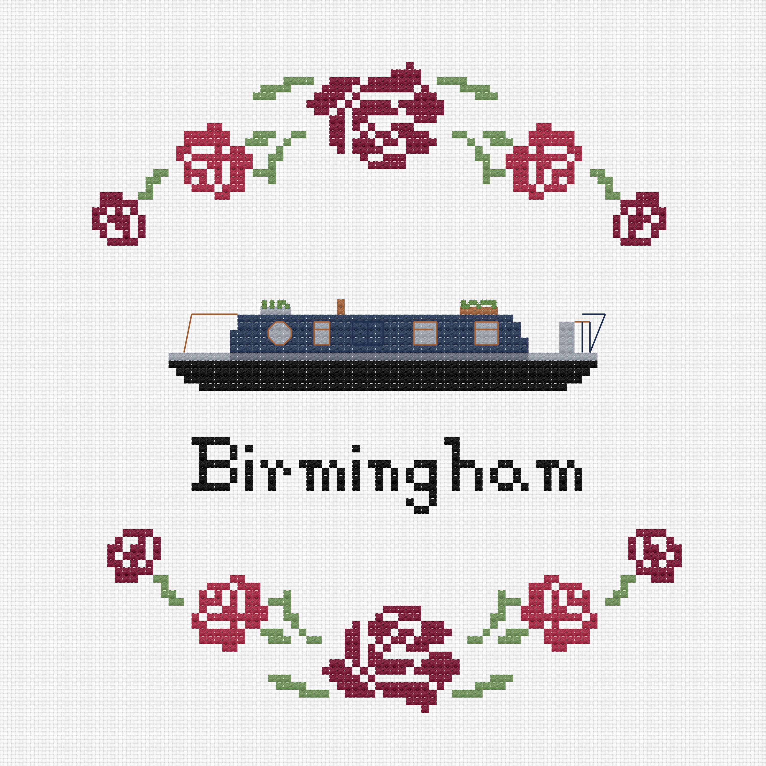 Customisable Cross Stitch Pattern Roses Canal Narrow Boat Pdf Instant ...