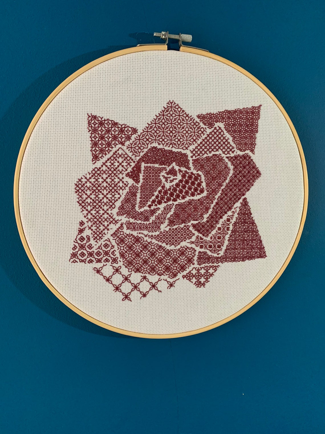 Modern Blackwork Embroidery Rose Pattern - Instant Download - Etsy
