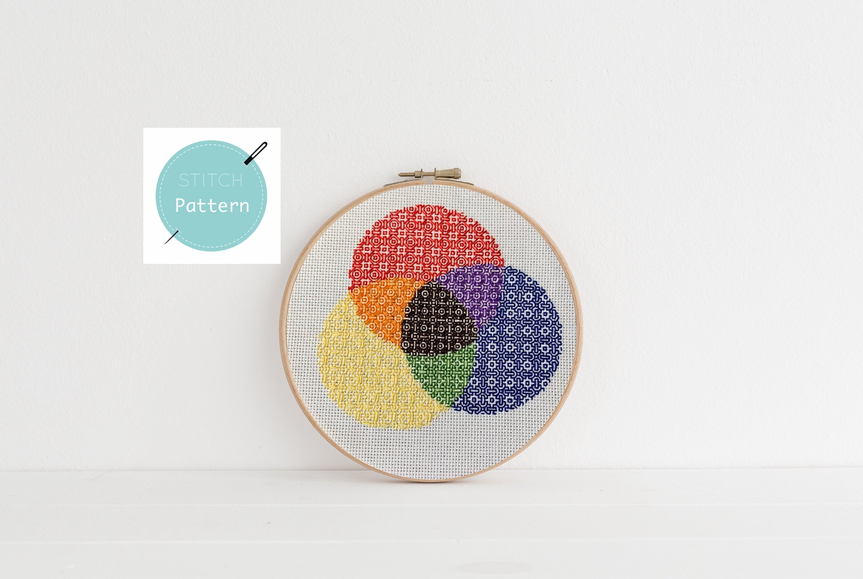 Blackwork Embroidery Triad Colour Wheel Primary Colours - Etsy