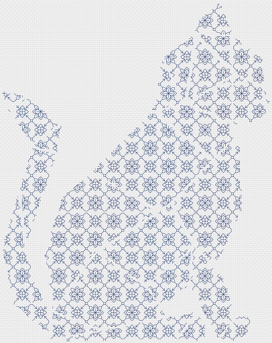 CAT Blackwork Embroidery Cat Pattern Instant Download | Etsy