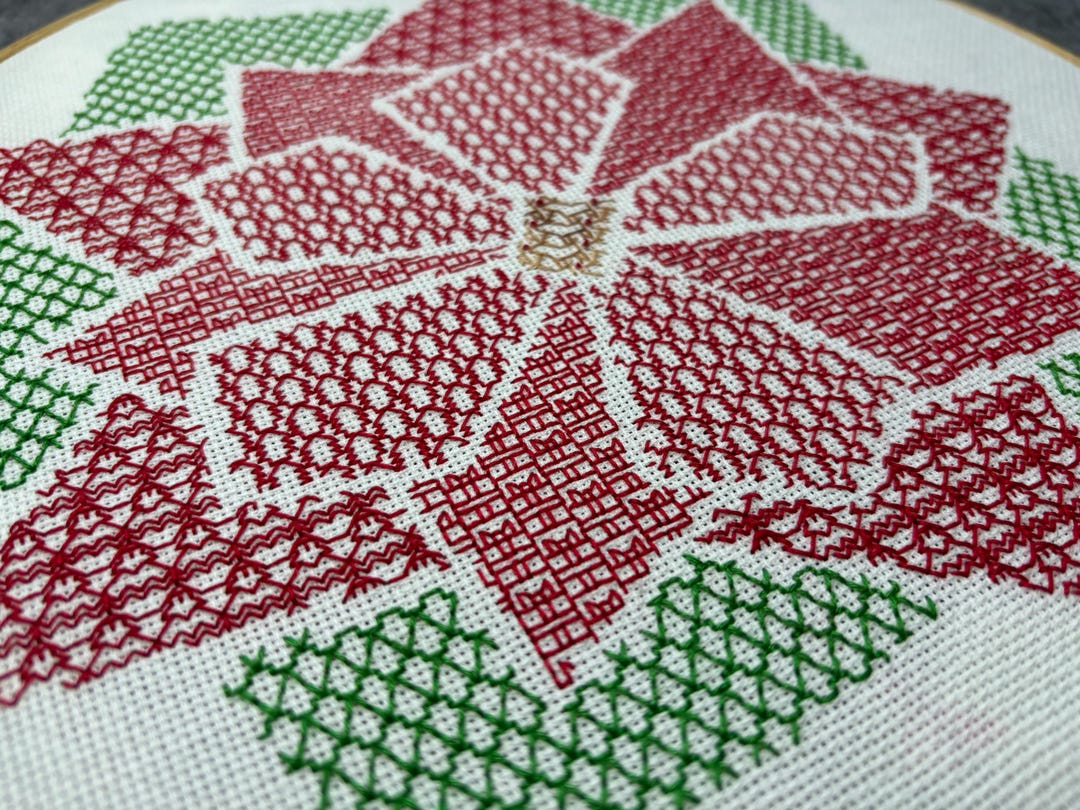 Christmas Poinsettia Blackwork Embroidery Pattern - Instant Download ...