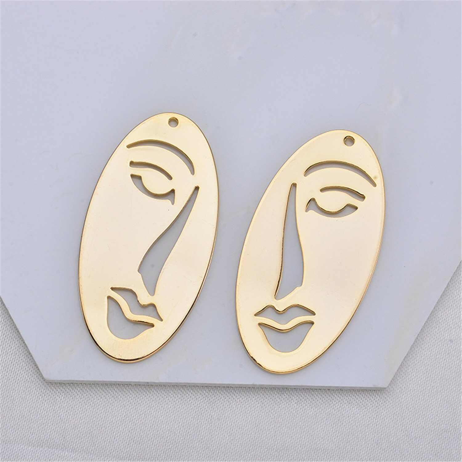 Bulk 10pcs 24K Gold Plated Face Pendant Charmpolished Gold - Etsy