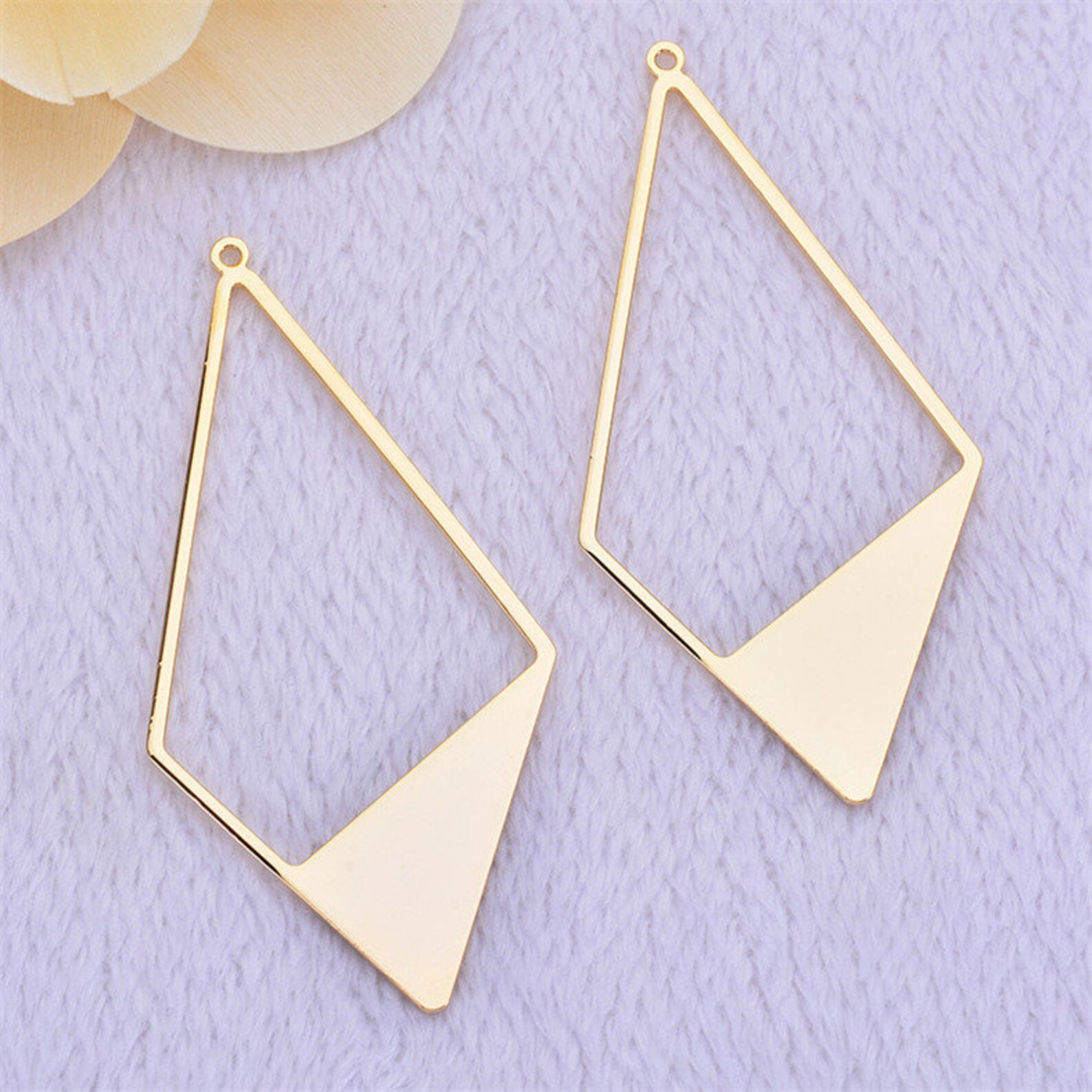 10pcs Real Gold Plated Hollow Rhombus Pendantgeometric Brass - Etsy