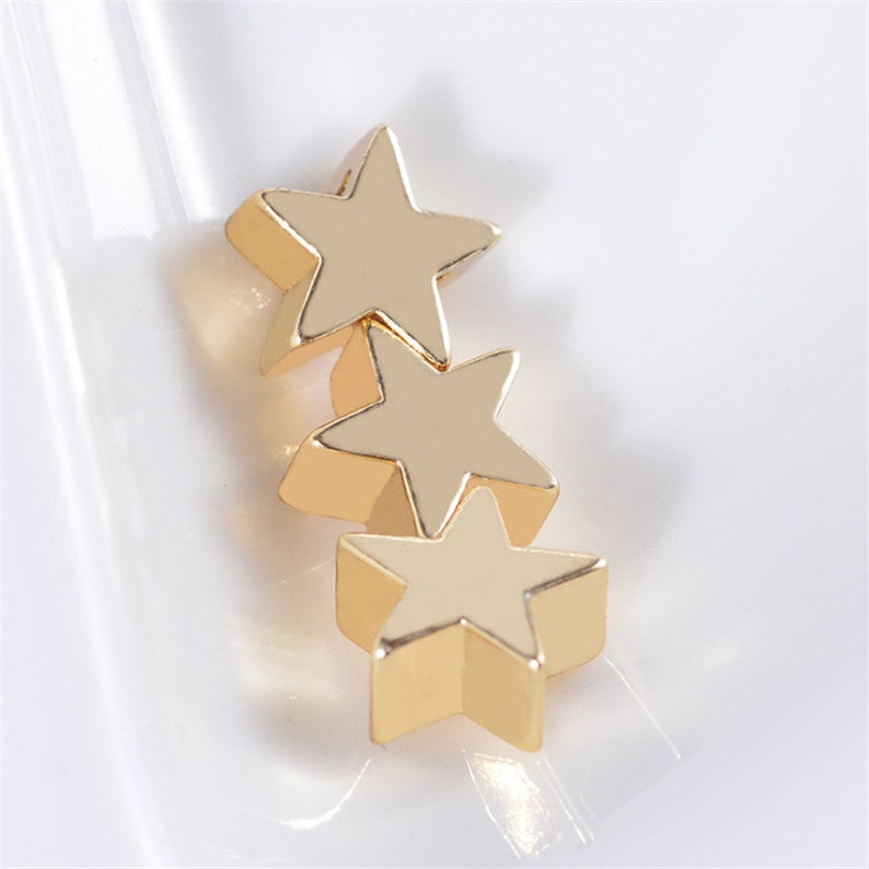 Wholesale 100pcs 24K Real Gold Plated Brass Star Beads,polished Gold ...
