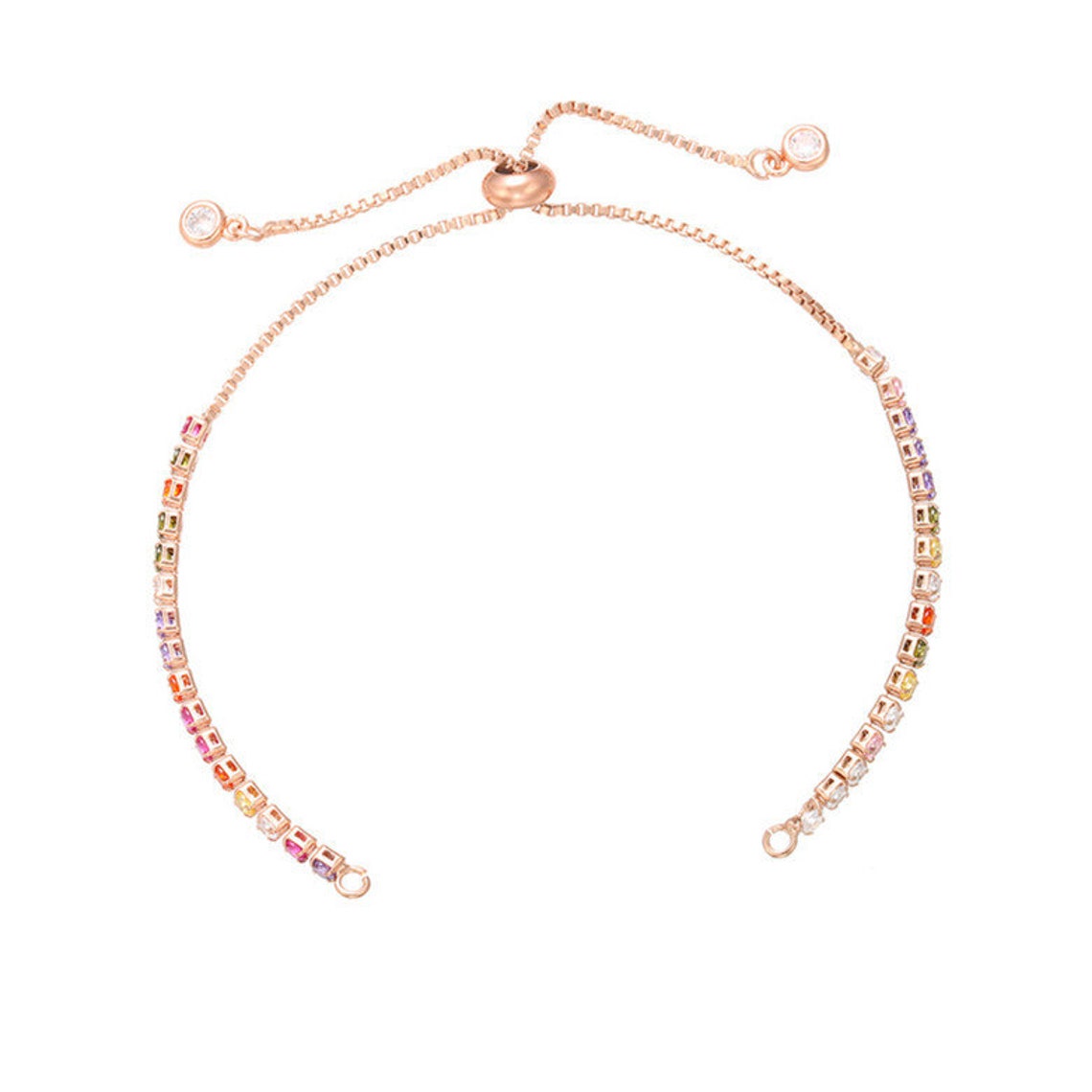 5pcs Brass Box Chain,sliding Adjustable Bracelet Chain,multicolor ...