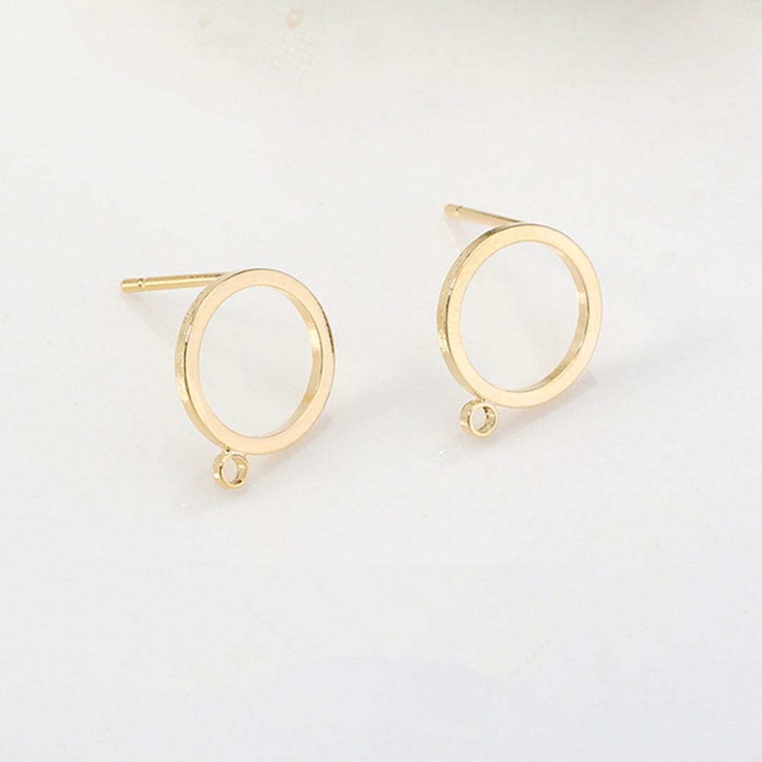 High-quality 10pcs Real Gold Plated Hollow Round Ear Stud,gold Ear Post ...