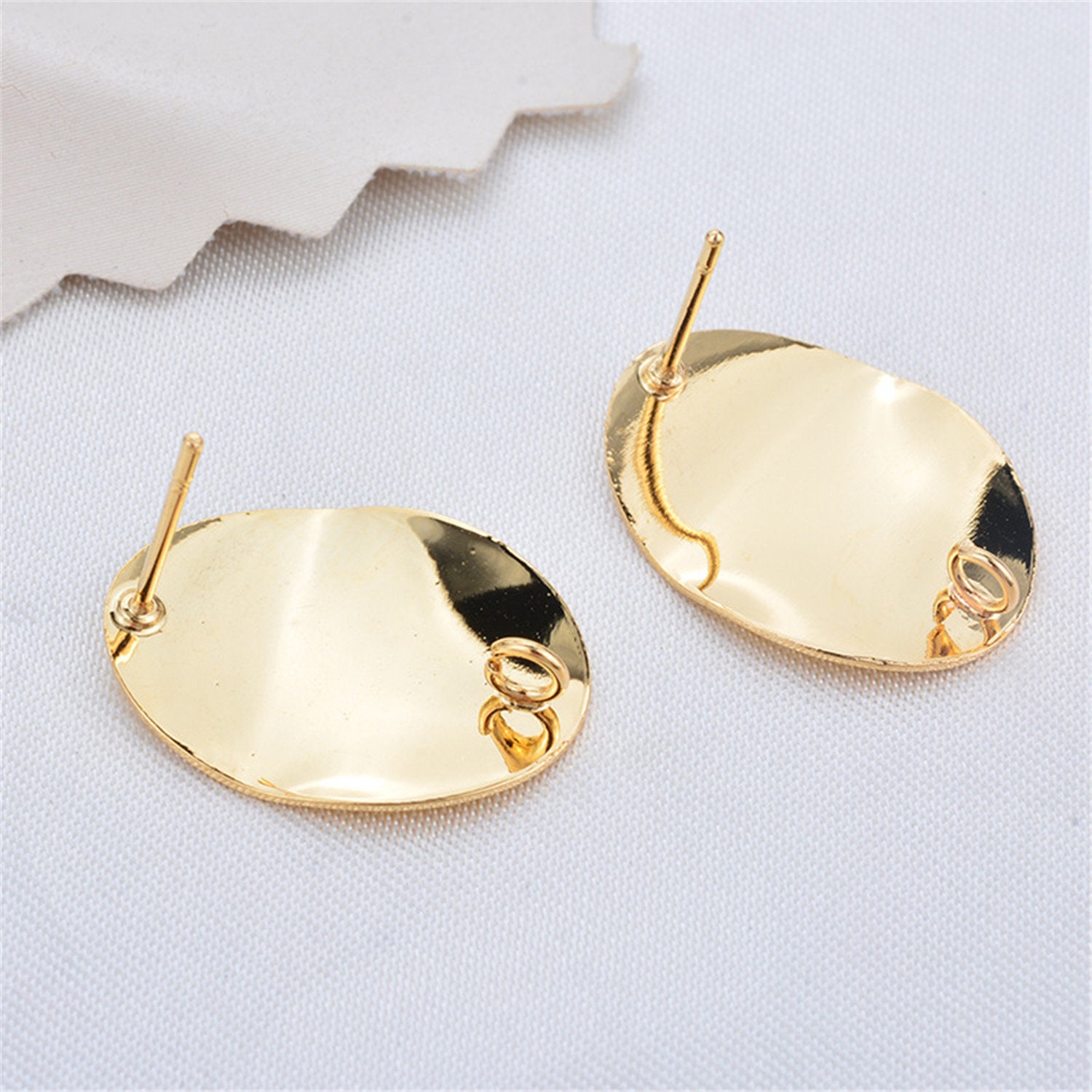 10pcs 24K Gold Plated Oval Shape Ear Studgeometric Brass | Etsy