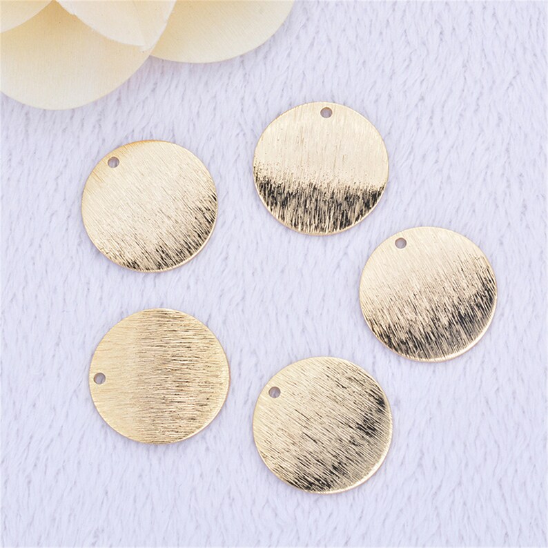 20pcs 24K Real Gold Plated Round Shape Charmbrushed Gold - Etsy
