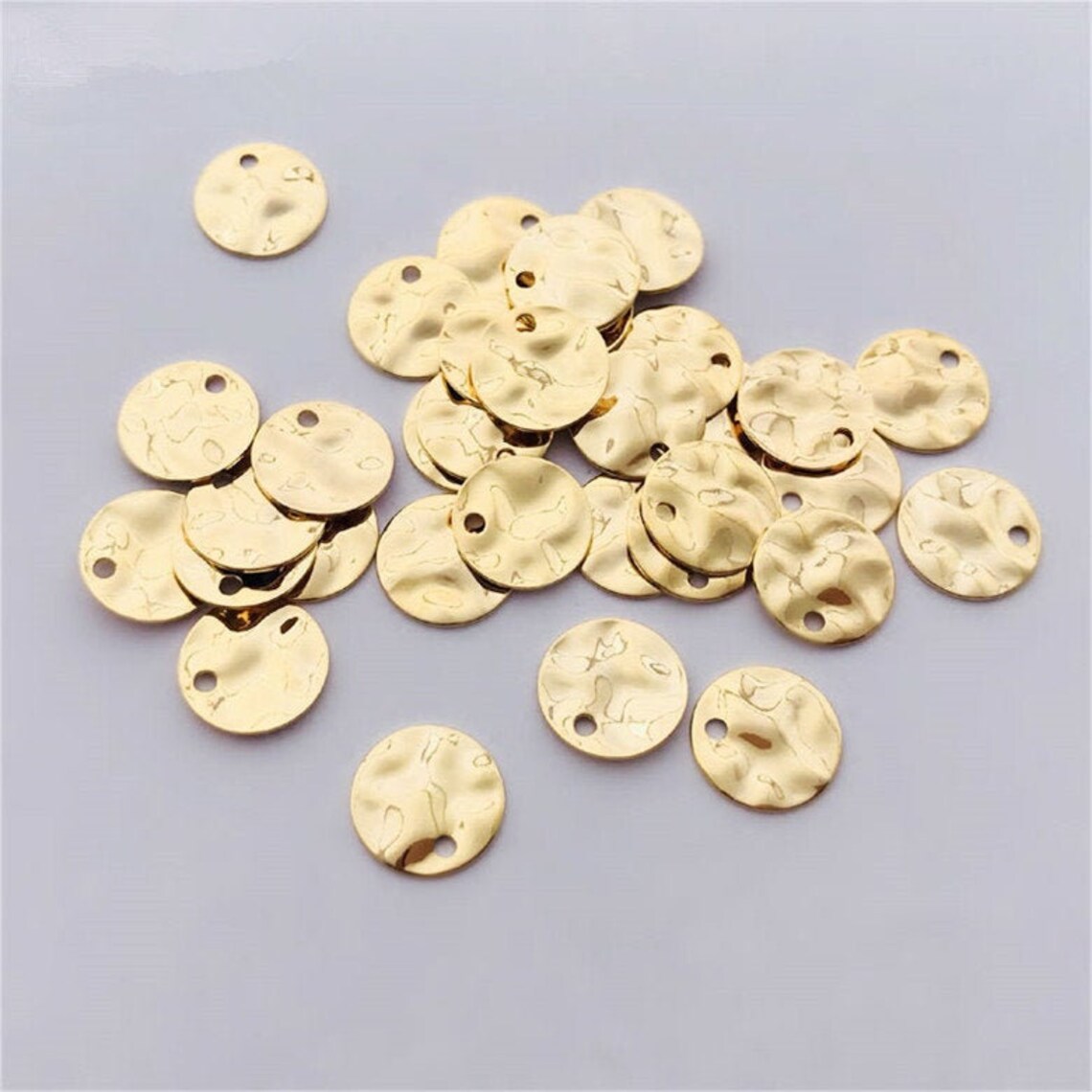 20pcs Real Gold Plated Brass Round Coin Pendant Charm,hammered Gold ...