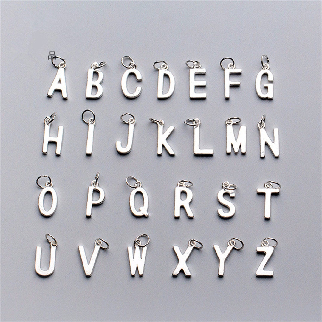 Wholesale 5pcs S925 Silver Initials Letter Pendant Charm, Silver ...