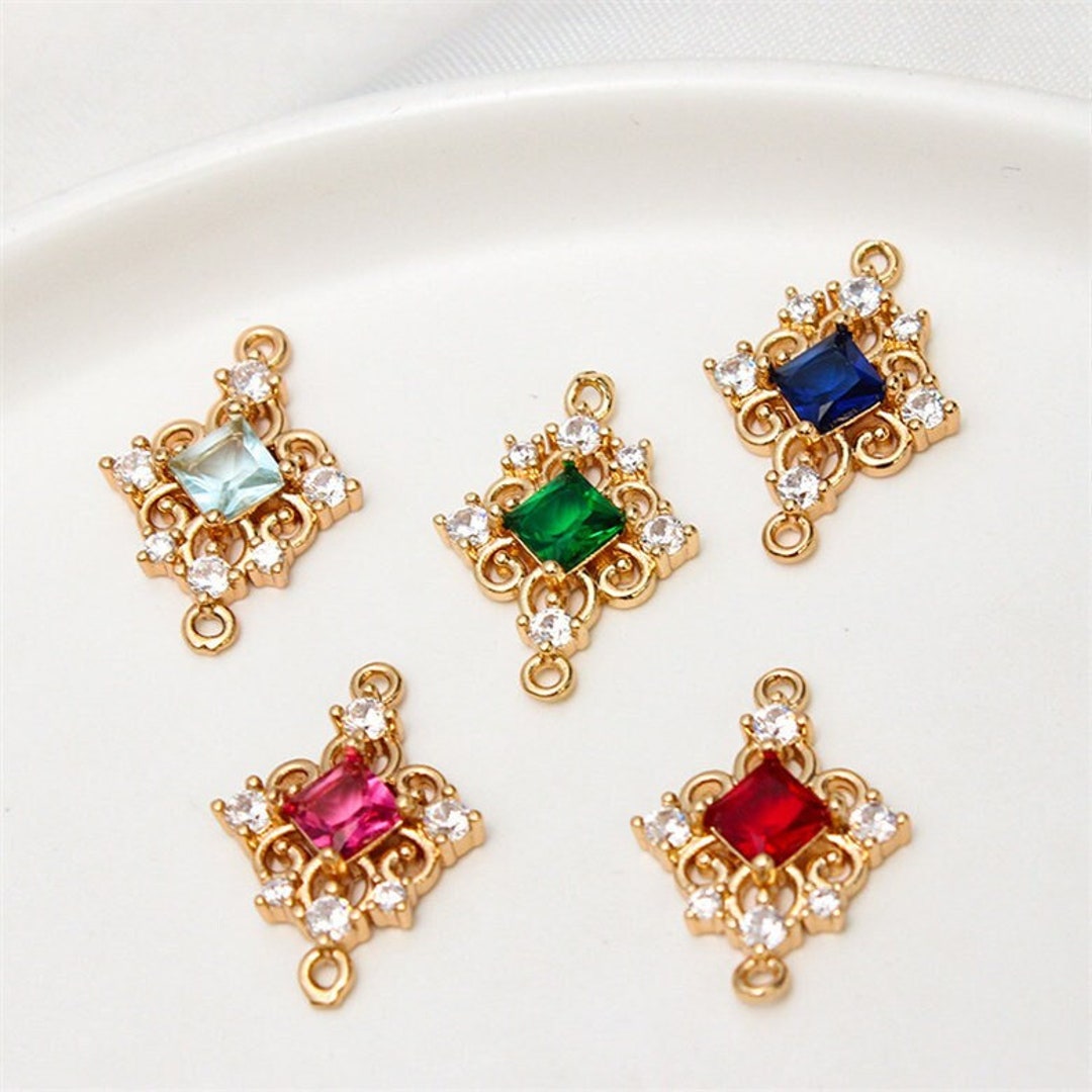 10pcs Shiny Crystal Zircon Square Connector Charm,cubic Zirconia ...