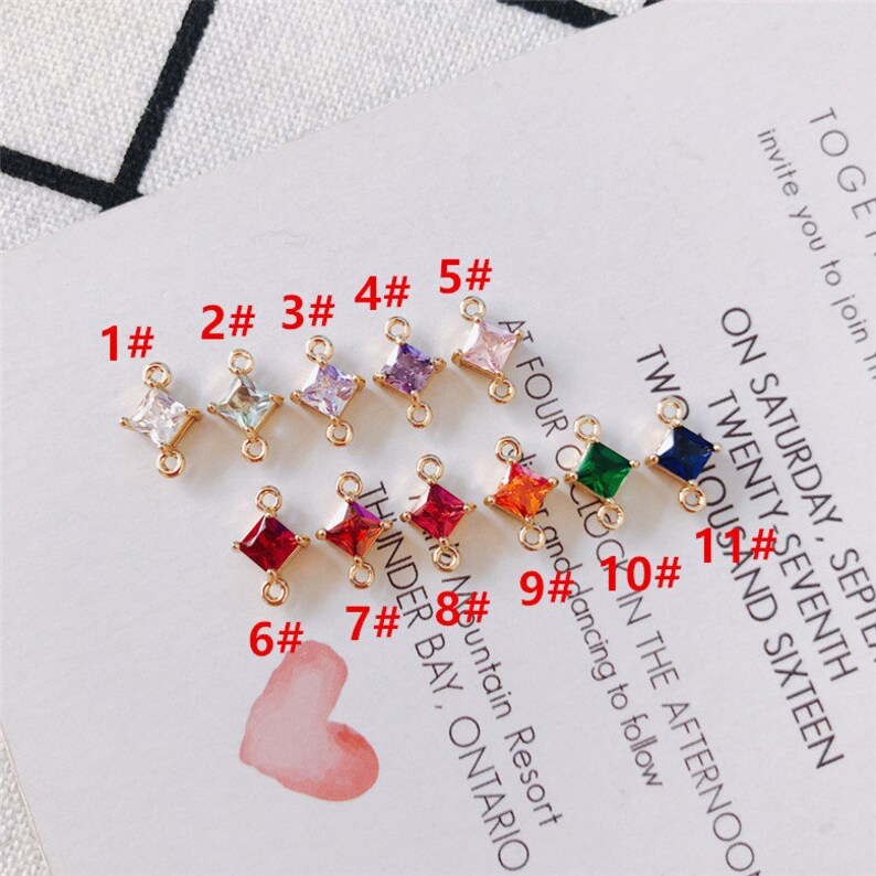 10pcs Mini Size Square Geometric Shape Zircon Connector - Etsy