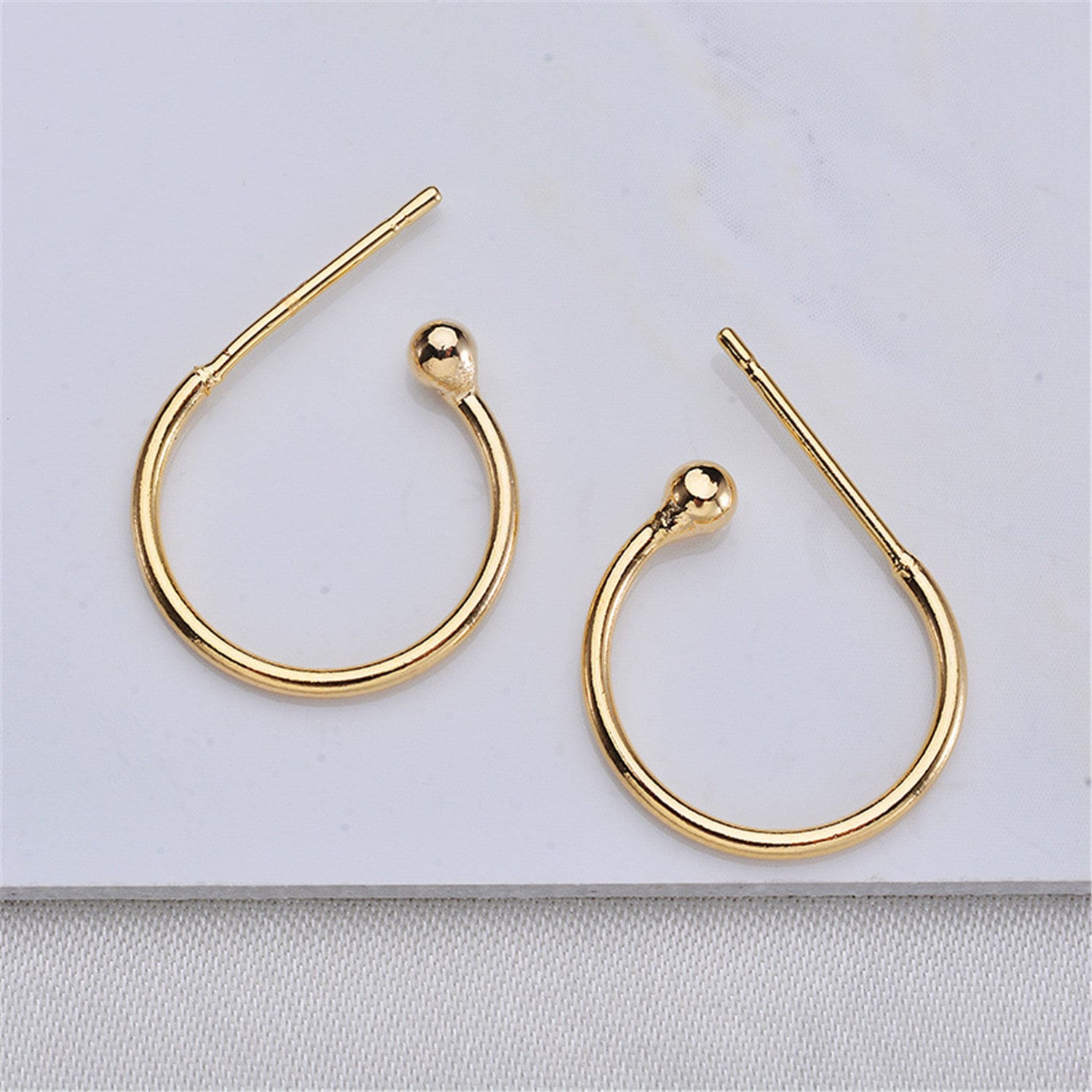10pcs Real Gold Plated Ear Wire, Circle Earring Stud Attachment Finding ...