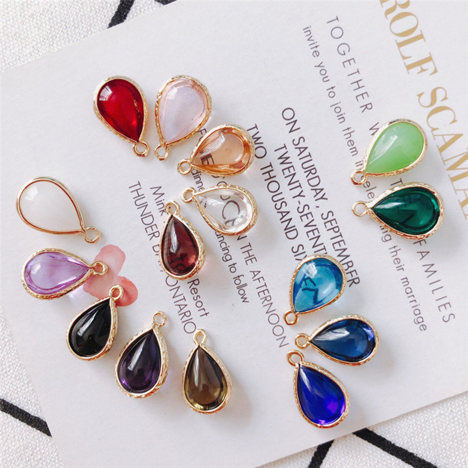 10pcs Water Drop Shape Rhinestone Pendant Charmteardrop Shape | Etsy