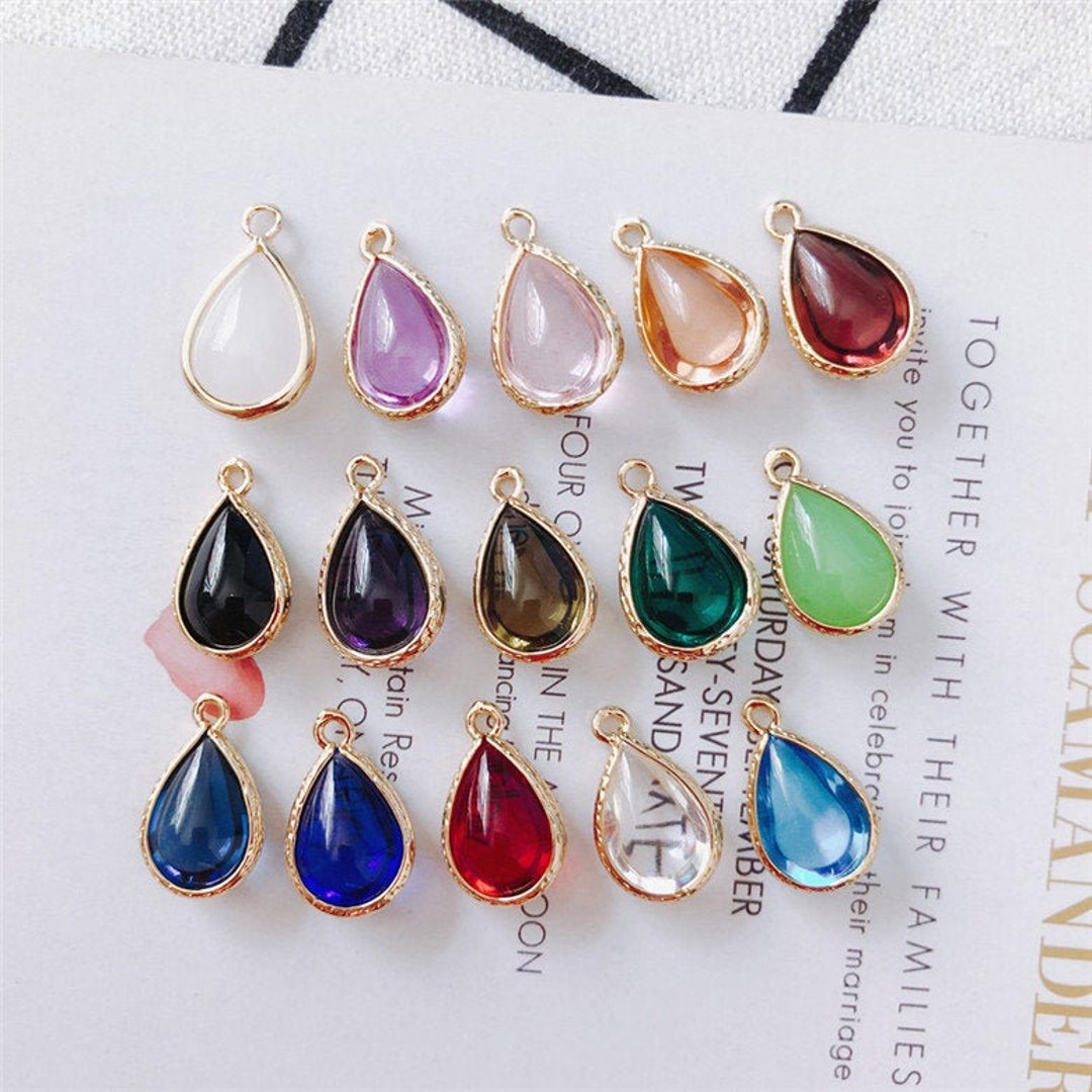 10pcs Water Drop Shape Rhinestone Pendant Charm,teardrop Shape Glass ...