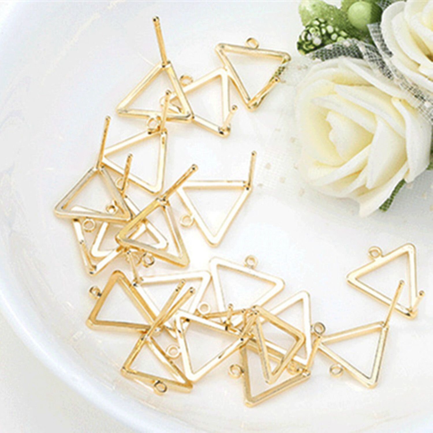 High-quality 10pcs Real Gold Plated Hollow Triangle Ear | Etsy