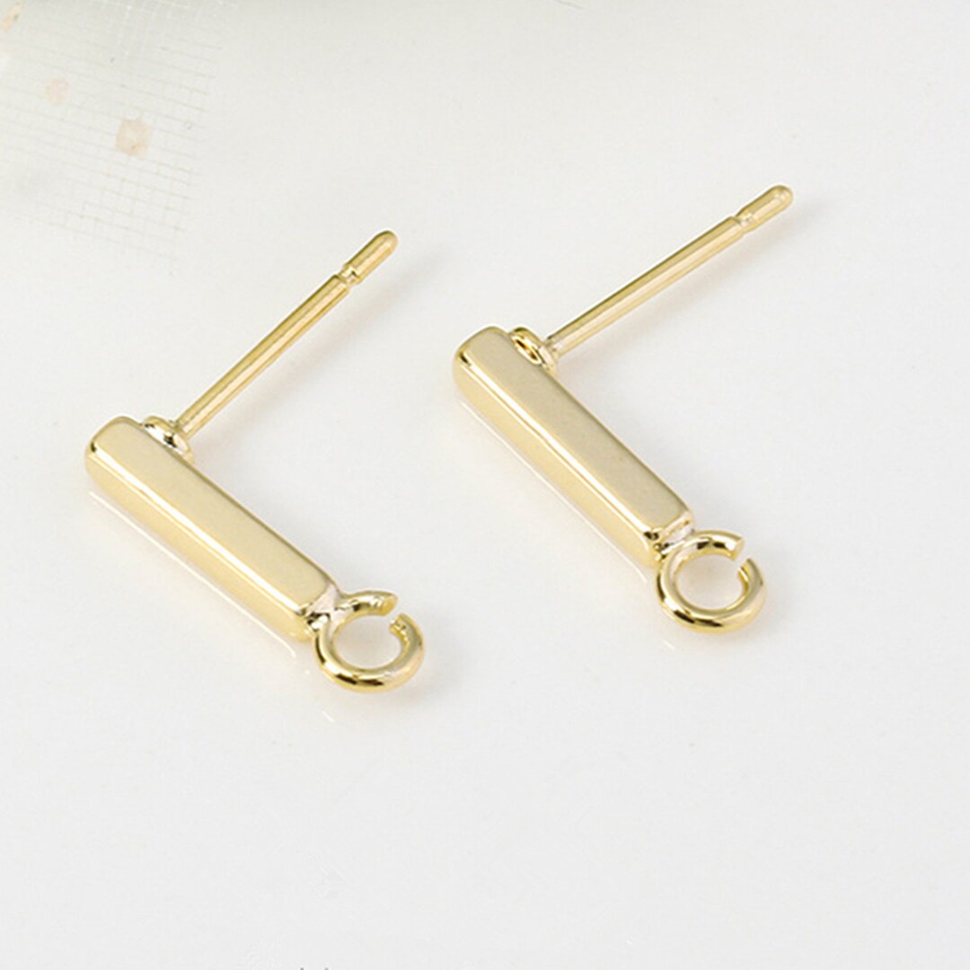 High-quality 10pcs Real Gold Plated Long Bar Ear Stud,rectangle Ear ...