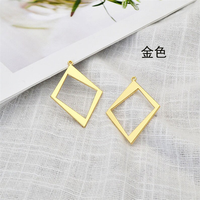 10pcs Hollow Rhombus Geometric Shape Painted Pendant Charm - Etsy