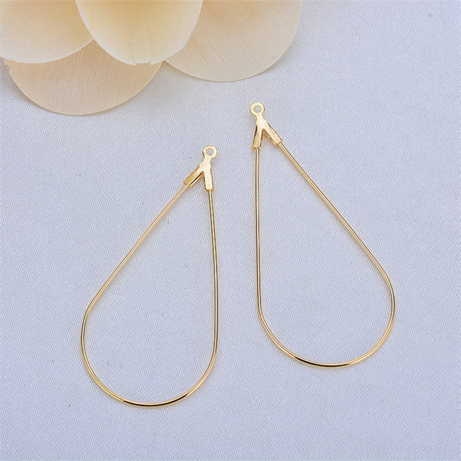 20pcs 24K Real Gold Plated Brass Water Drop Shape Pendant Charm,hollow ...