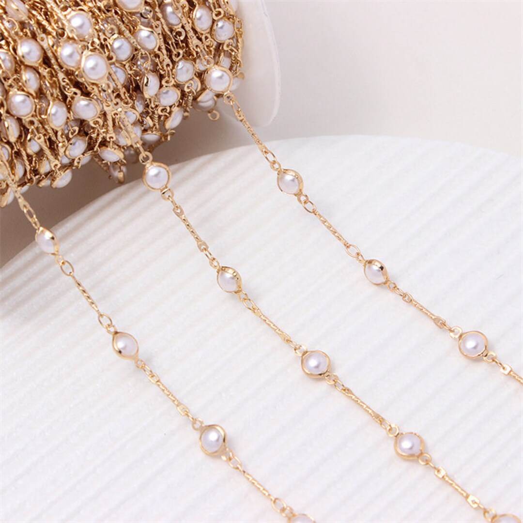 1 Meter Chain, Brass Link Chains, 6mm Pearl Chain, Brass Chain Jewelry ...