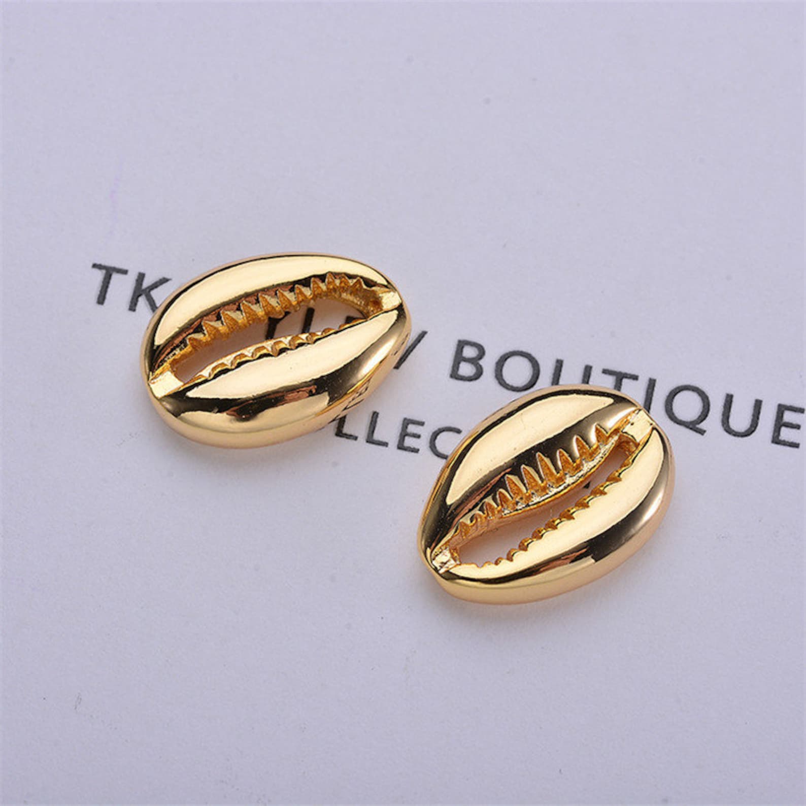 10pcs 24K Real Gold Plated Shell Beads, Brass Shell Beads Charm,shell ...