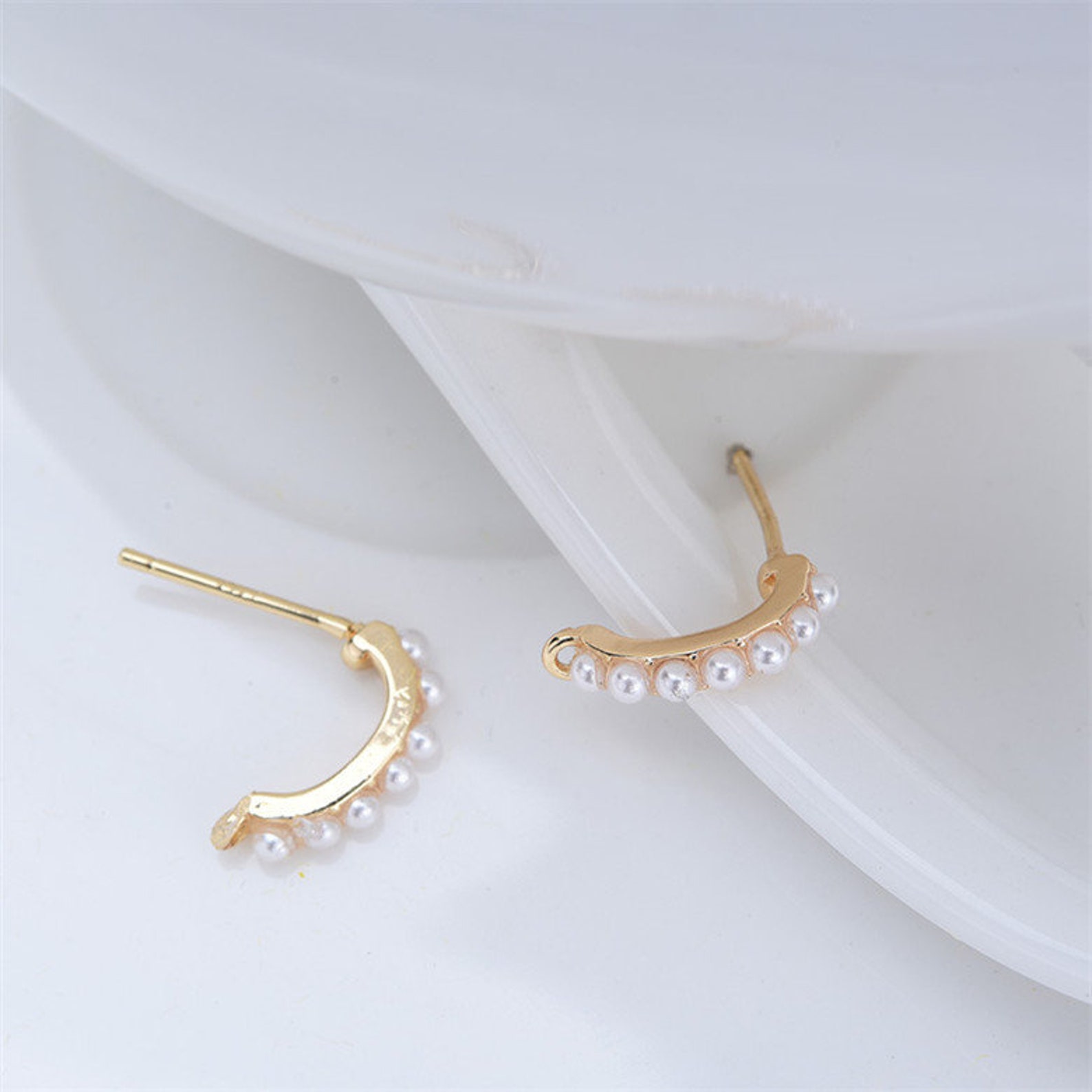 10pcs 24K Real Gold Plated Brass C Shape Earring Studfaux - Etsy