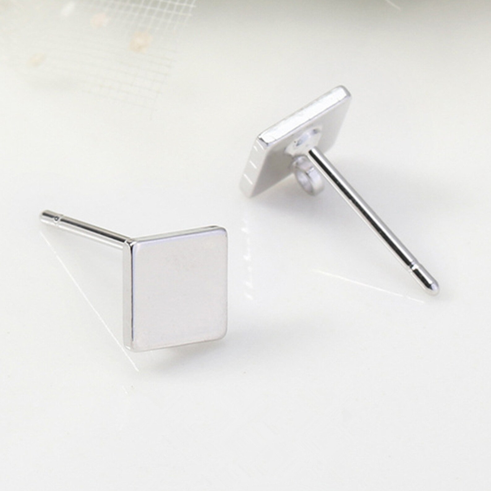 High-quality 10pcs Real Gold Plated Square Shape Ear Stud,ear Wire Post ...